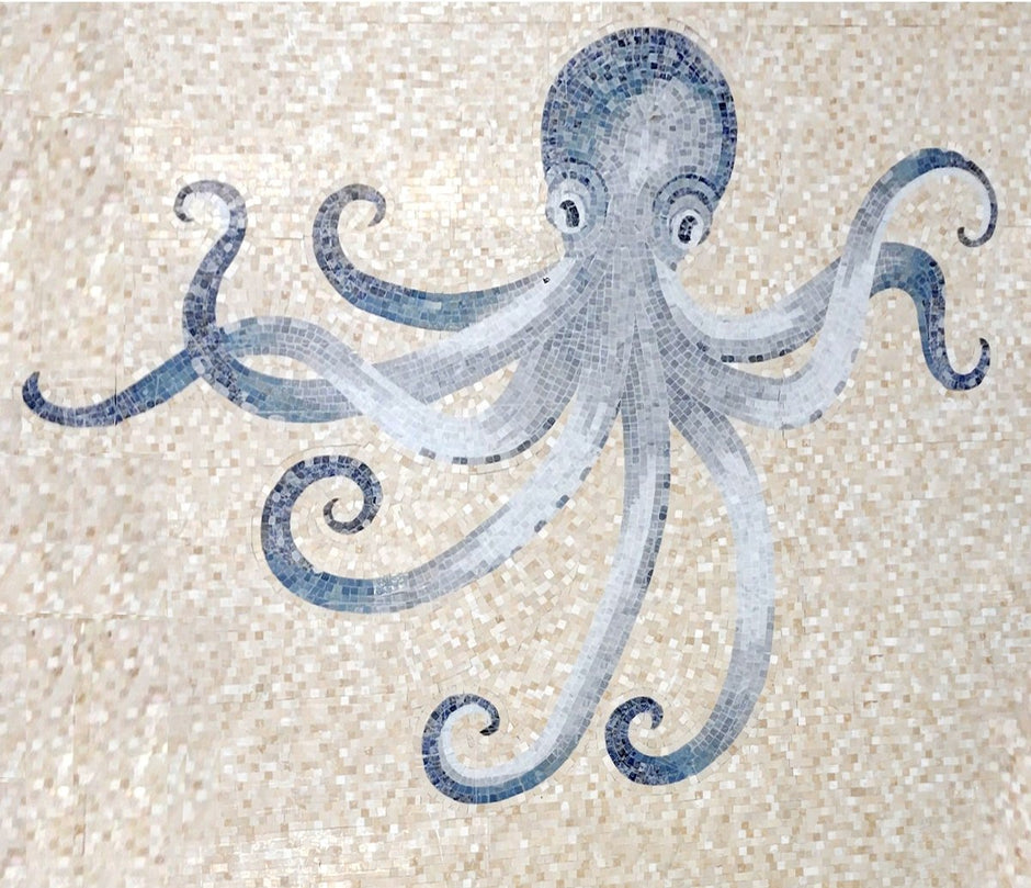 Octopus Marble Mosaic Mural