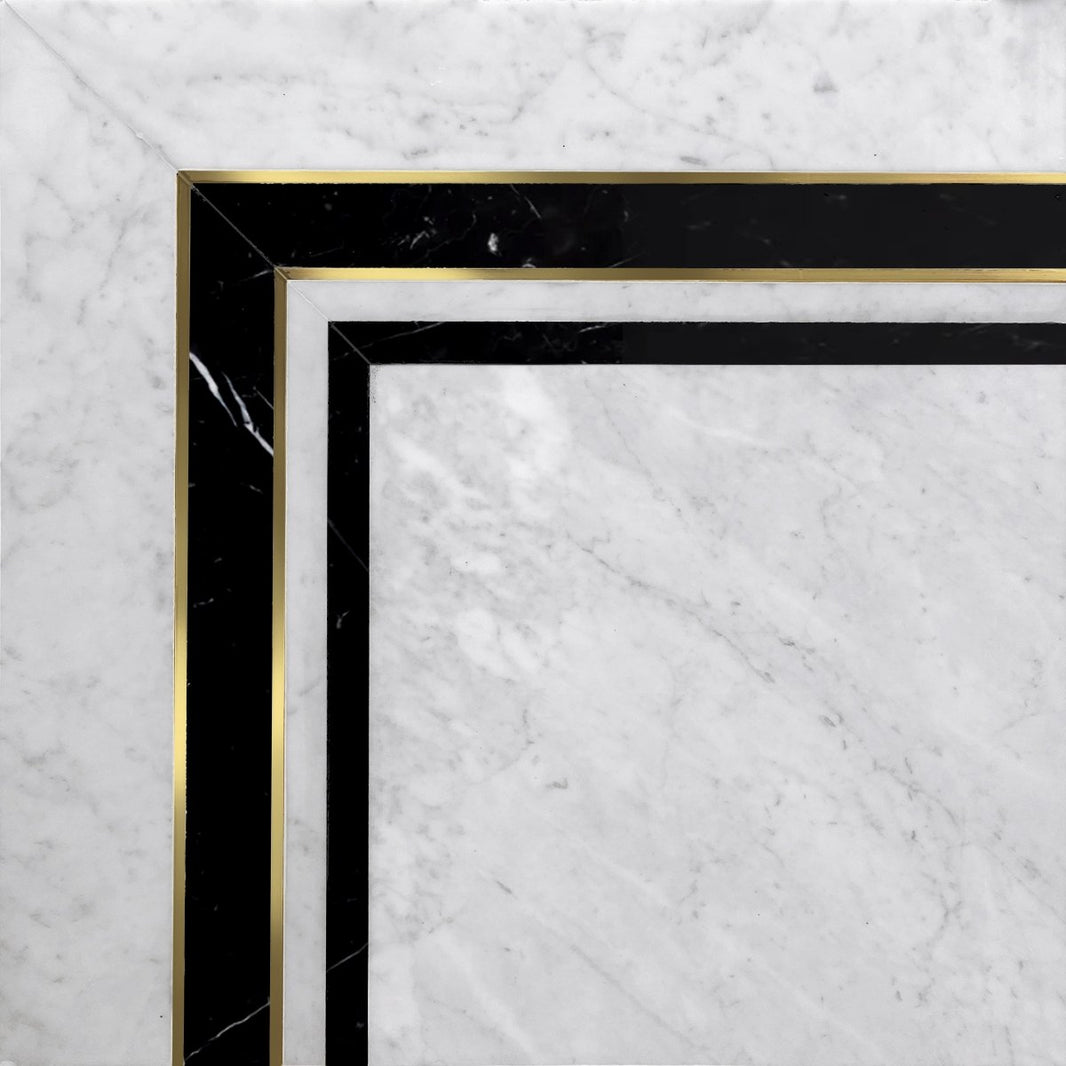 Angulo A Stone & Metal Waterjet Mosaic Border