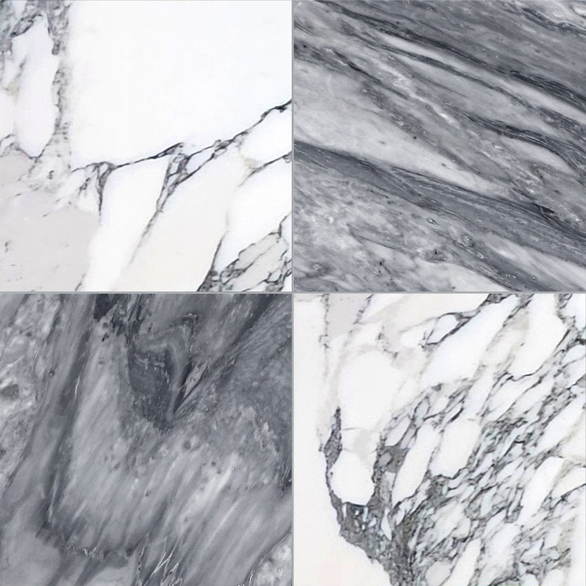 Checkerboard Arabescato and Bardiglio Marble Field Tile 24''x24''x3/8''