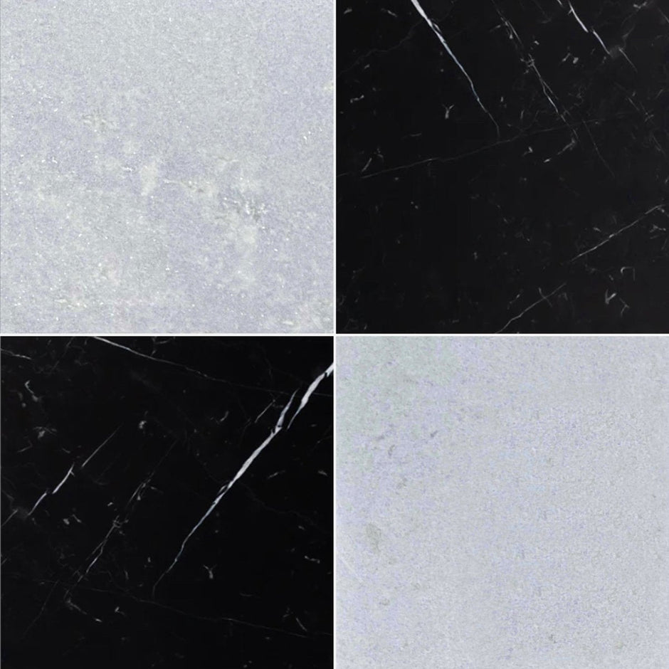 Checkerboard Blue Celest and Nero Marble Field Tile 24''x24''x3/8''