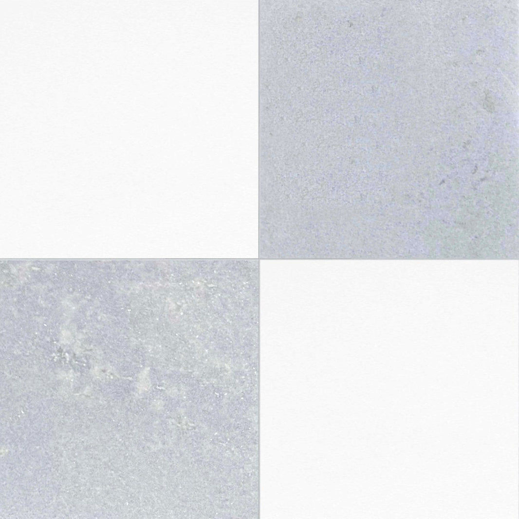 Checkerboard Blue Celest and Thassos Marble Field Tile 12''x12''x3/8''