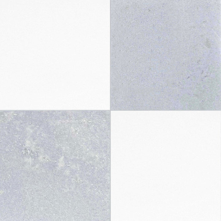 Checkerboard Blue Celest and Thassos Marble Field Tile 12''x12''x3/8''