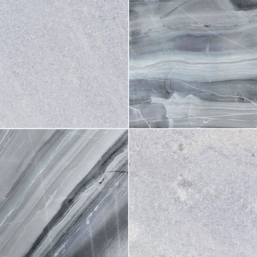 Checkerboard Blue Mont and Blue Celest Marble Field Tile 12''x12''x3/8''