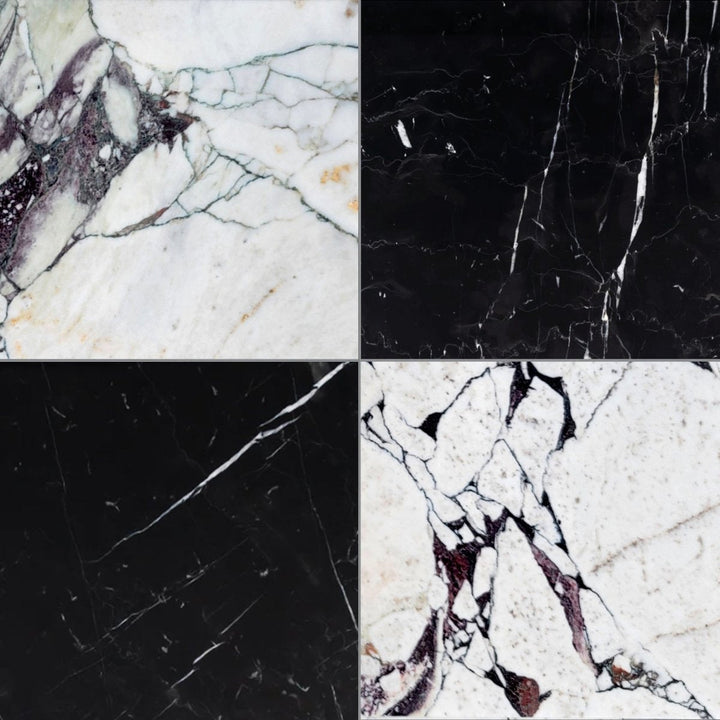 Checkerboard Breccia Capraia and Nero Marble Field Tile 24''x24''x3/8''