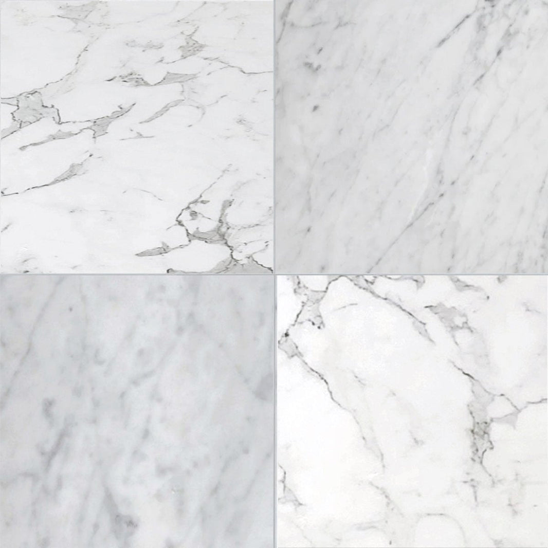 Checkerboard Calacatta and Carrara Marble Field Tile 12''x12''x3/8''