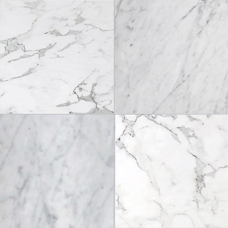 Checkerboard Calacatta and Carrara Marble Field Tile 24''x24''x3/8''
