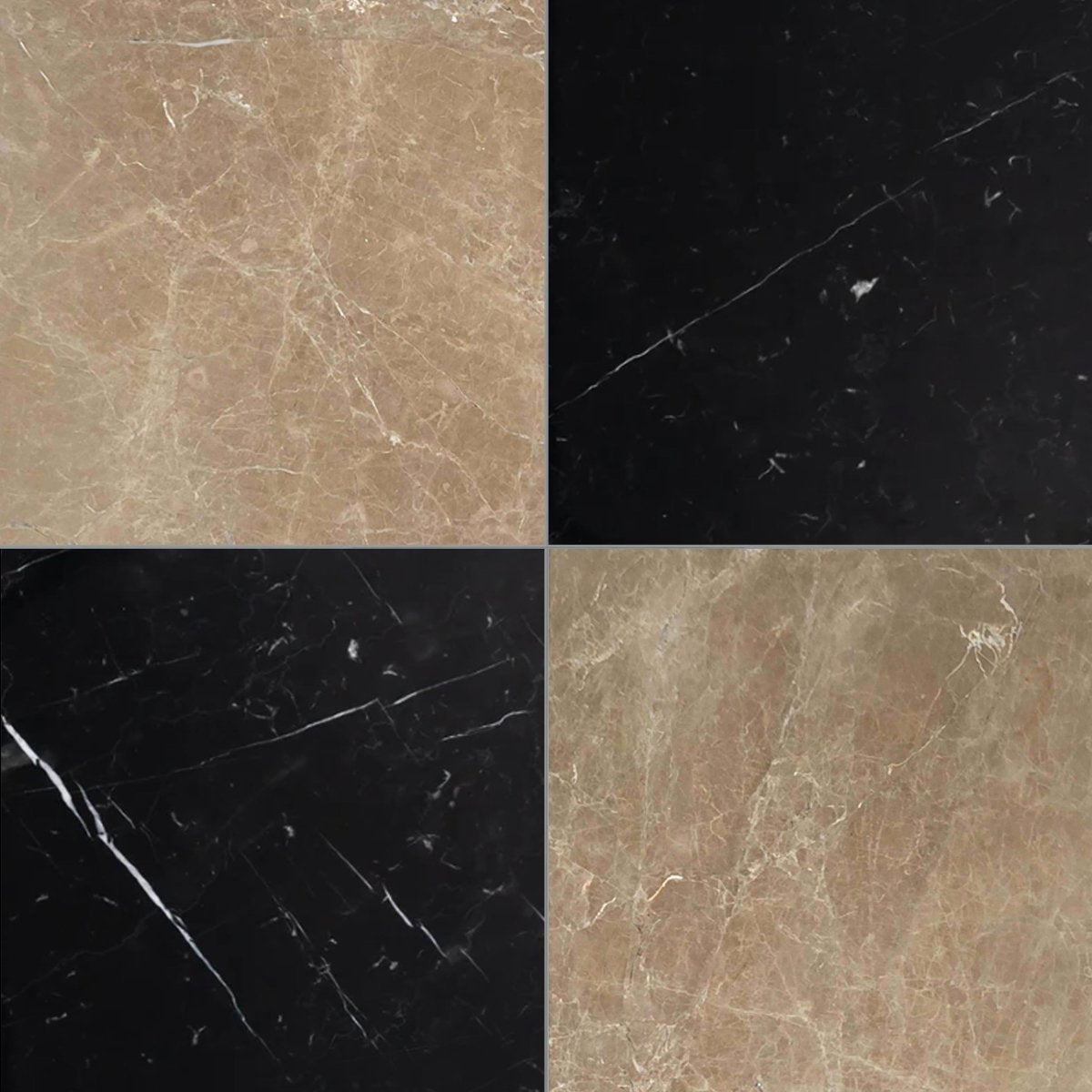 Checkerboard Paradise and Nero Marble Field Tile 24''x24''x3/8'' – Artsaics