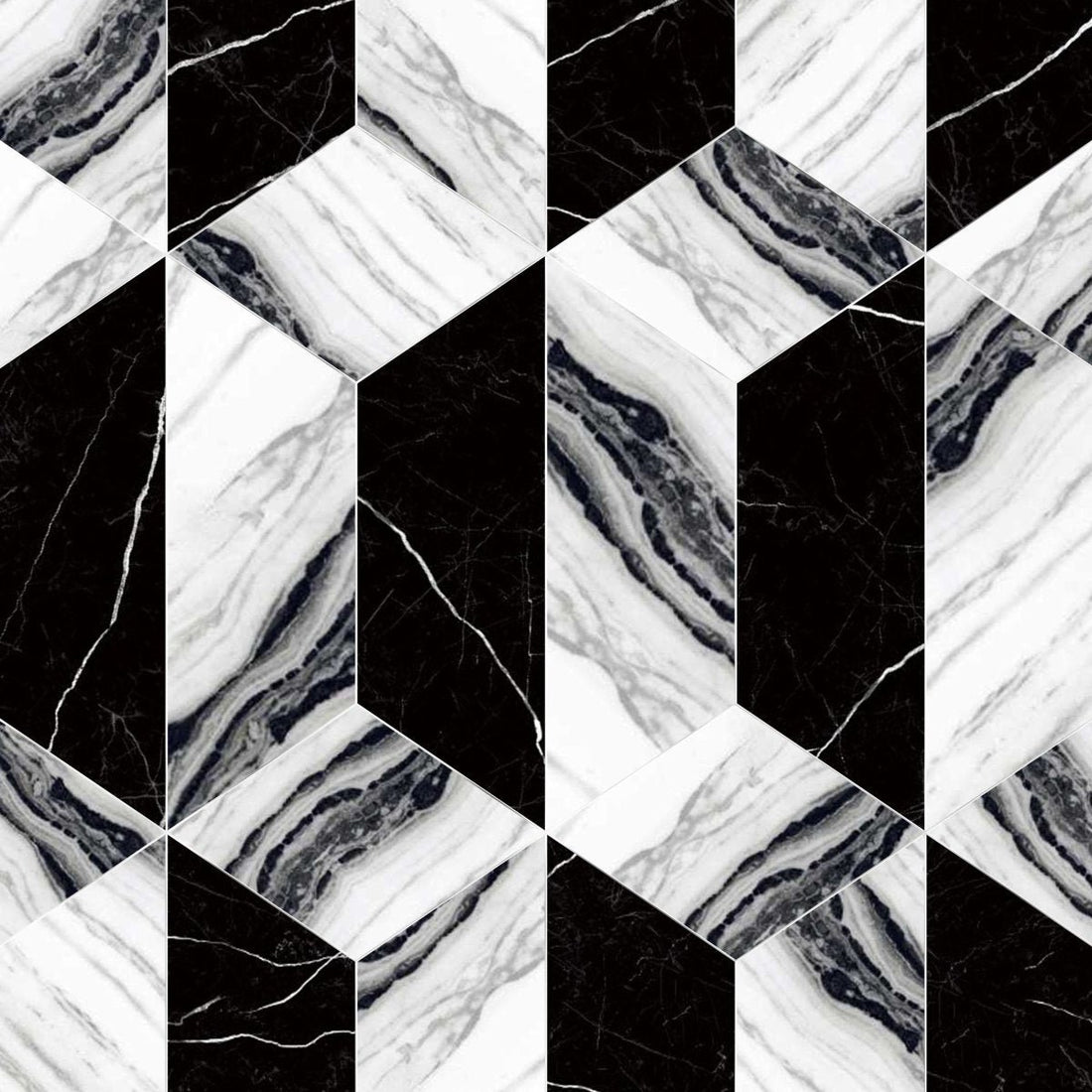 Crion Large Panda Trapezoid Porcelain Waterjet Tile – Artsaics