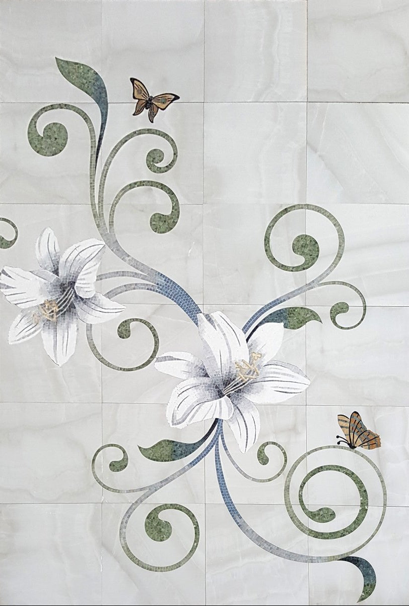 Flower Vine Butterfly Mural