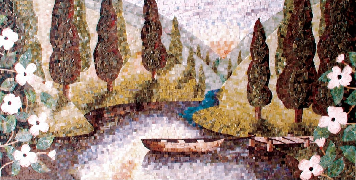 Glow Tiami Glass Landscape Boat Mosaic