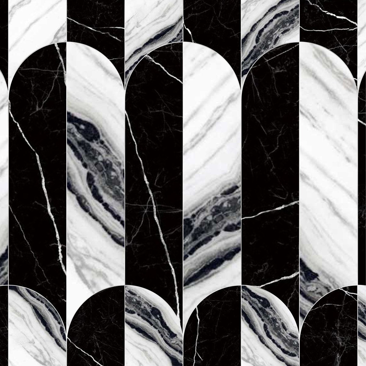 Irie Panda Scallop Porcelain Waterjet Tile – Artsaics