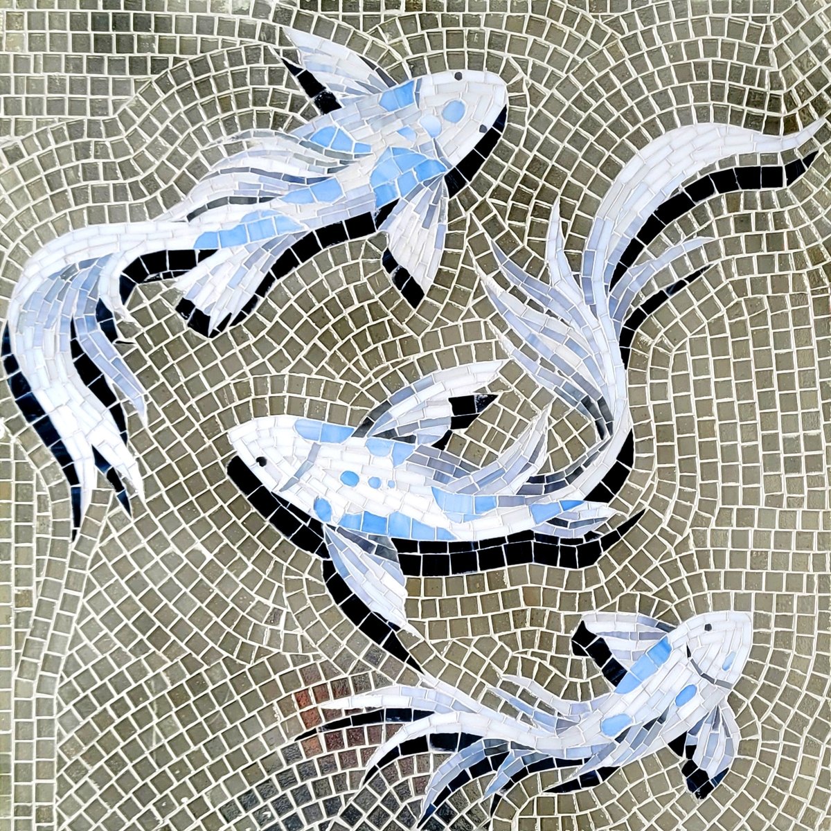 Karp Fish Silver Lava Glass Mosaic