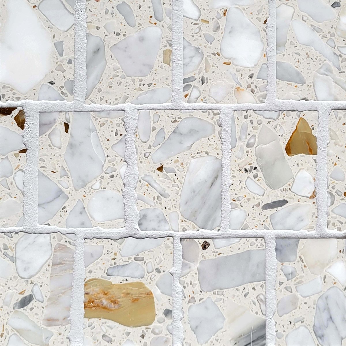 Scarpa Latte Terrazzo 3''x4'' Offset Mosaic Tile