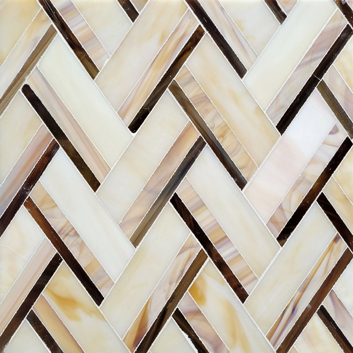 Obsidian Adrun Chevron Lava Glass Waterjet Mosaic – Artsaics