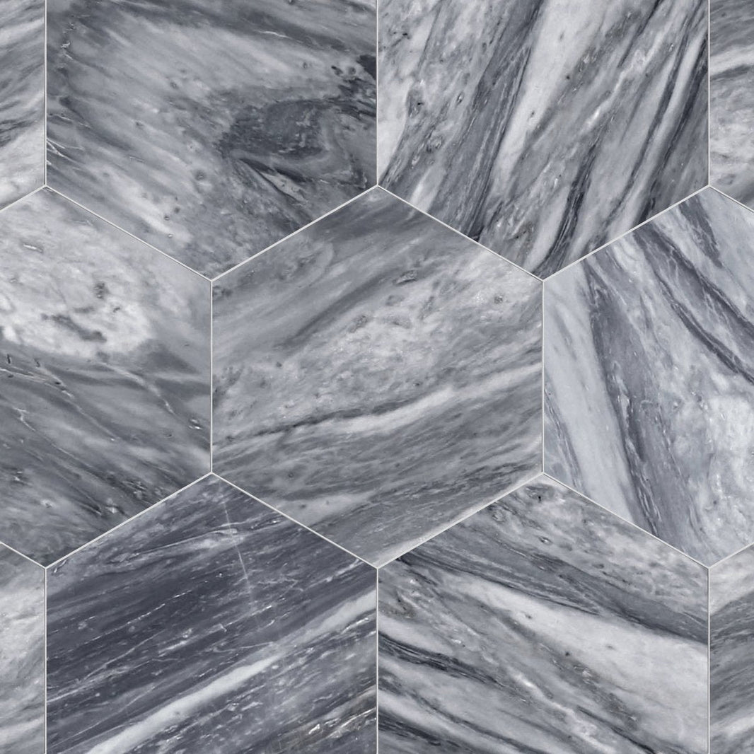 Bardiglio Polished Marble 10 1/2'' Hexagon