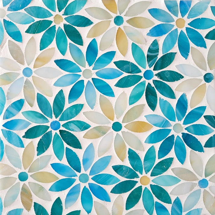 Obsidian floral Lava Glass Waterjet Mosaic – Artsaics