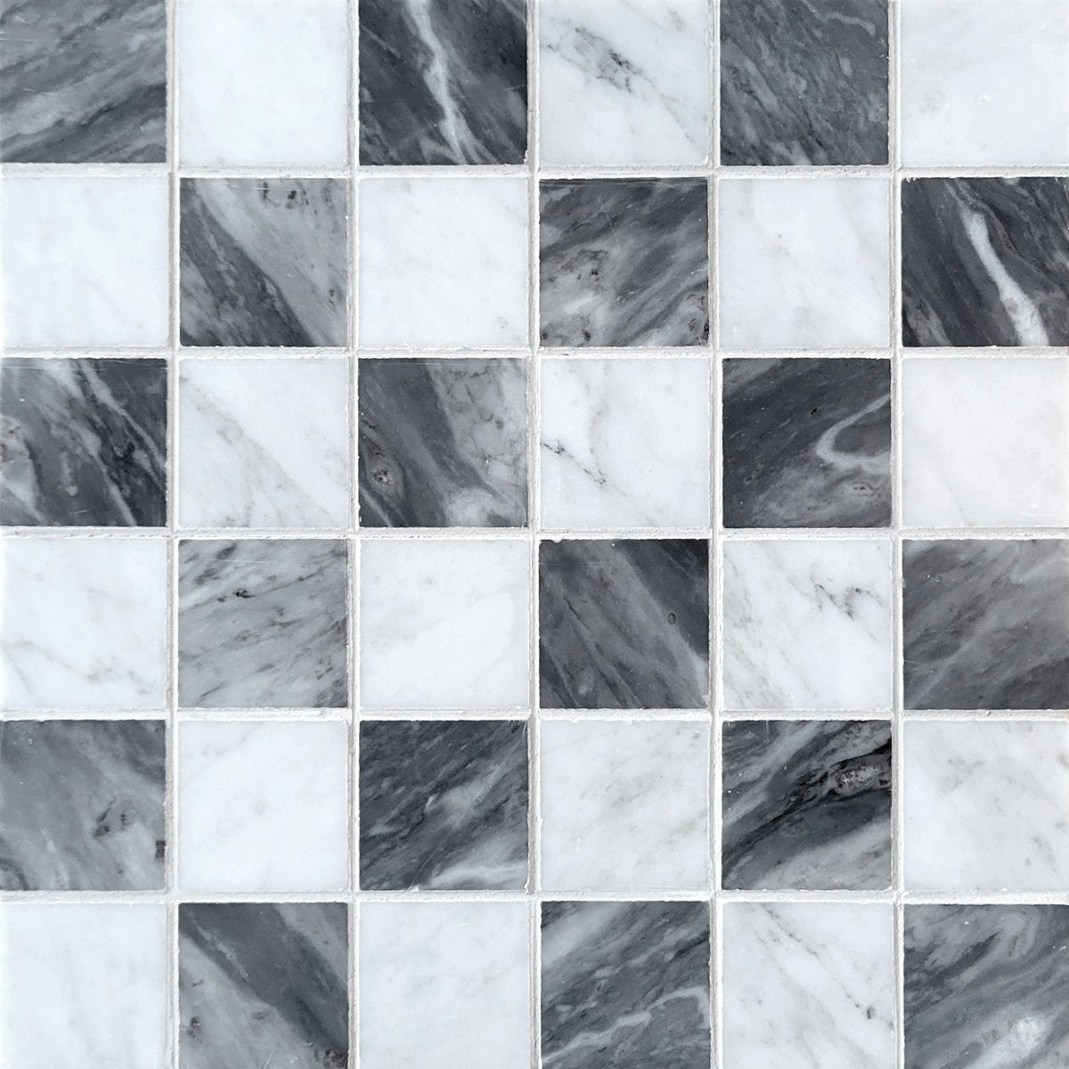 Checkerboard Carrara and Bardiglio 2'' Stone Mosaic – Artsaics