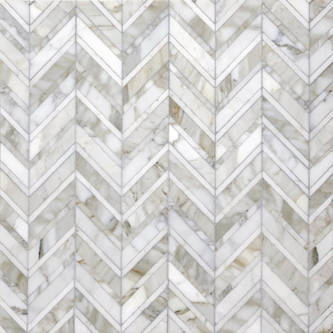 Blanch Chevron Mop Bianco Stone Mosaic