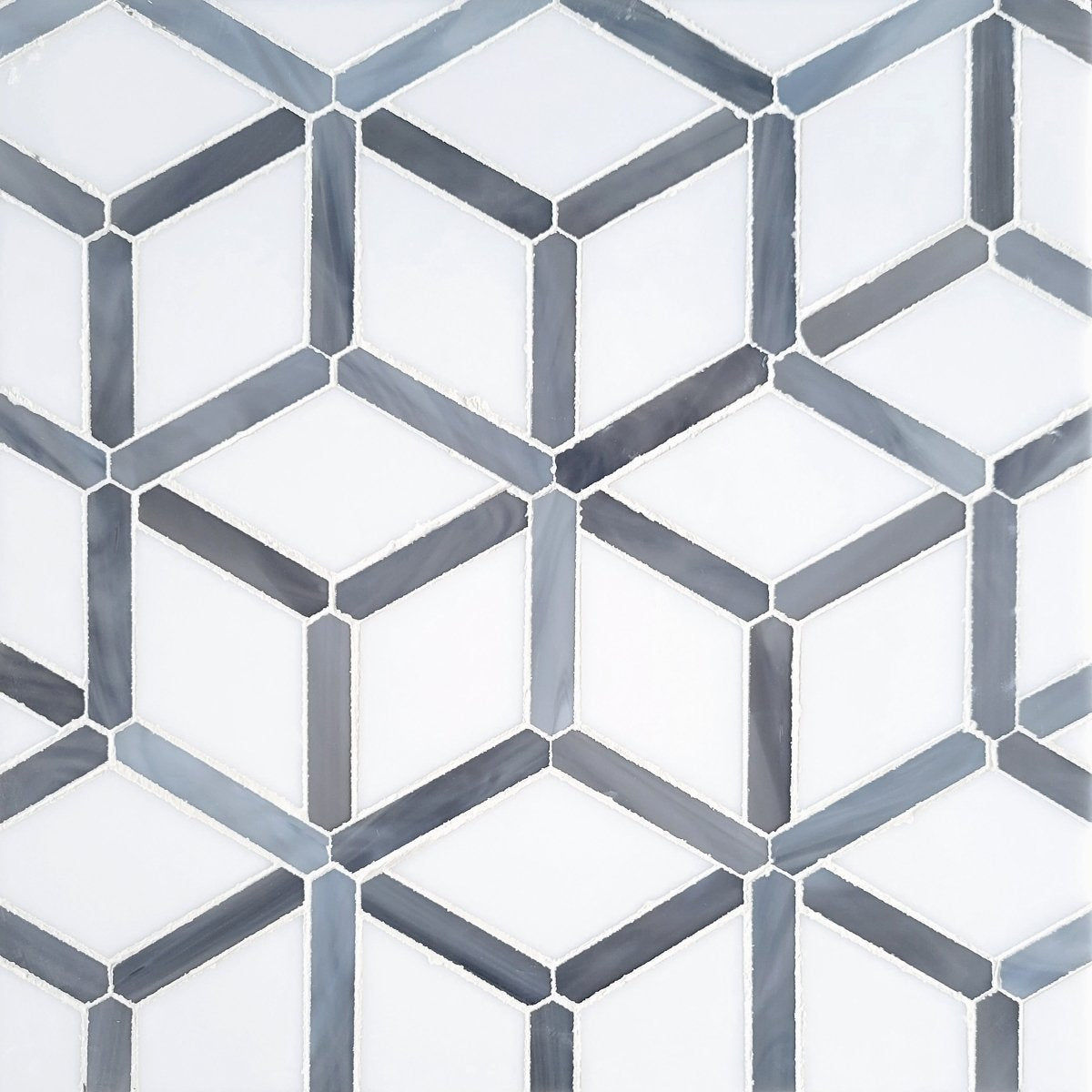 Obsidian Colona Geometric Lava Glass Waterjet Mosaic – Artsaics