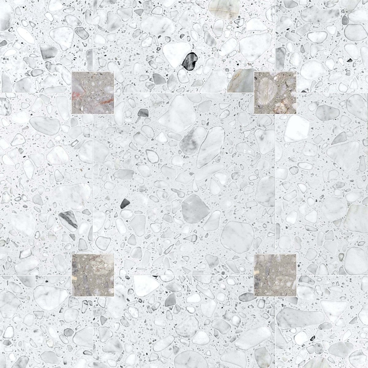 Couture Alia Bianco Square Terrazzo Waterjet Mosaic – Artsaics