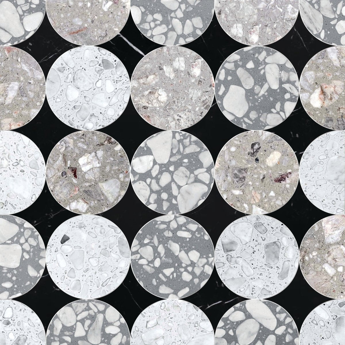 Couture Charlotte Grisso Circle Terrazzo Waterjet Mosaic – Artsaics