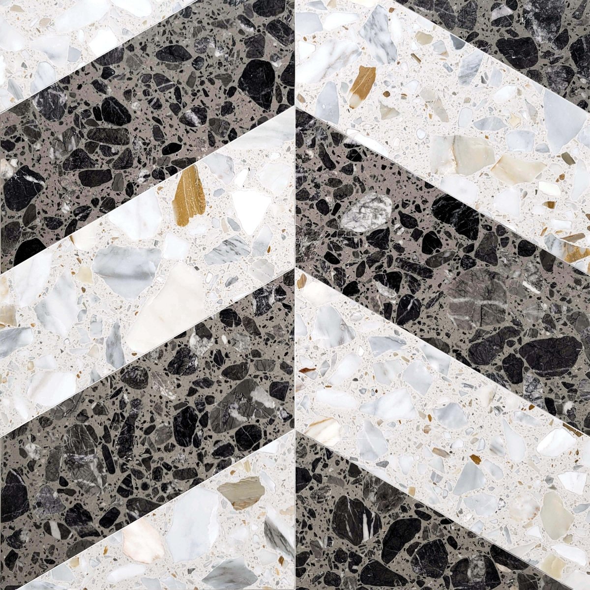 Couture Chevron 5 1/2"x20" River Terrazzo Waterjet Mosaic – Artsaics