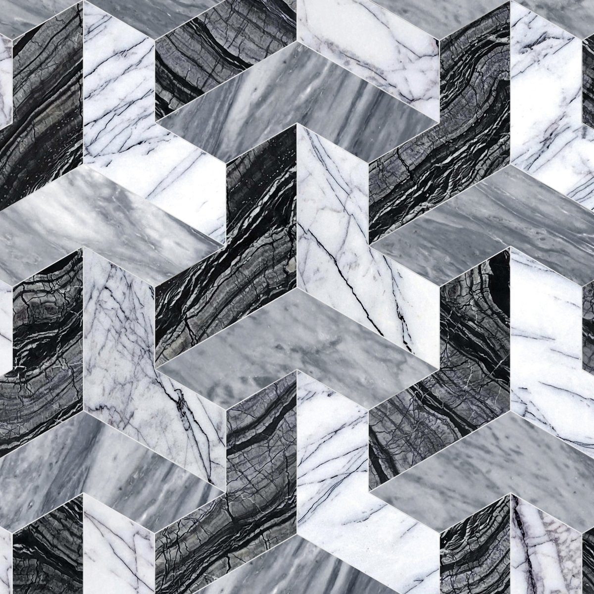 Couture Eli Silver Rubix Stone Waterjet Mosaic – Artsaics