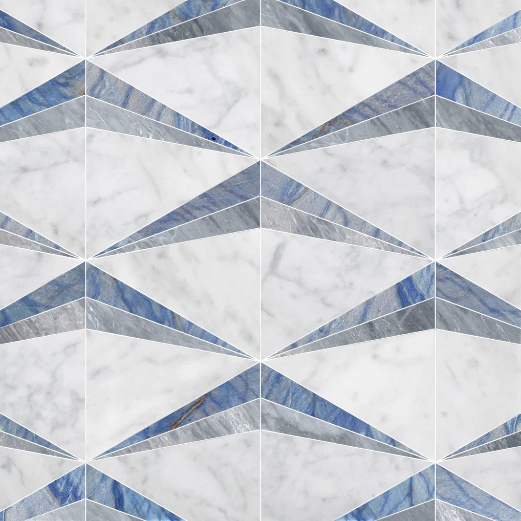 Couture Elsa Blue Diamond Stone Waterjet Mosaic