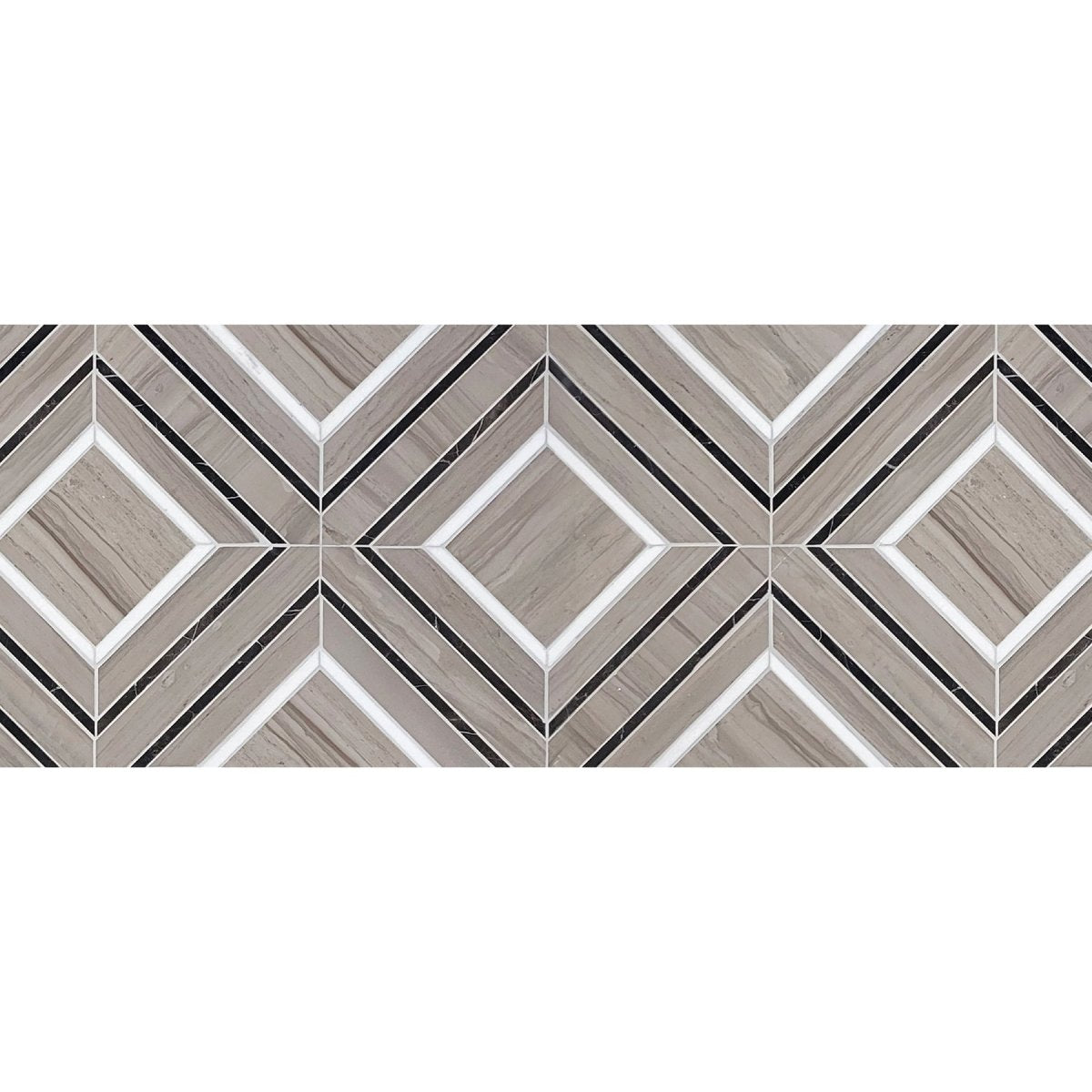 Curv Yomal Geometric 11 1/8" Stone Waterjet Mosaic Border – Artsaics