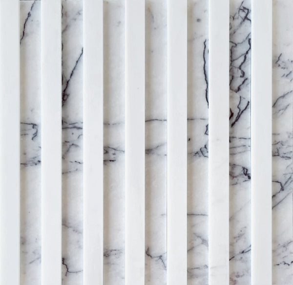 Linear Beadboard Dolomite & Lilac Dimensional Honed Stone Mosaic – Artsaics