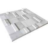 Elevations Blocks Briar Dimensional White Tile - Artsaics