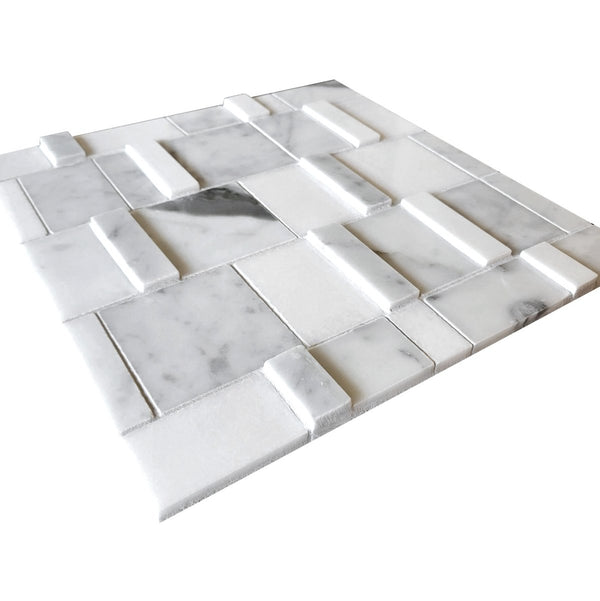 Elevations Blocks Pearl Dimensional Stone Mosaic – Artsaics
