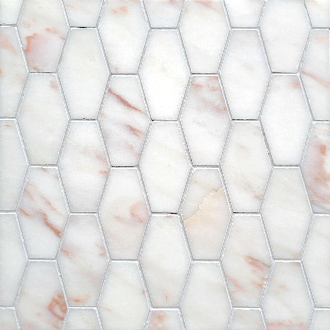 Elongated Hexagon Rosa Aurora Stone Mosaic – Artsaics
