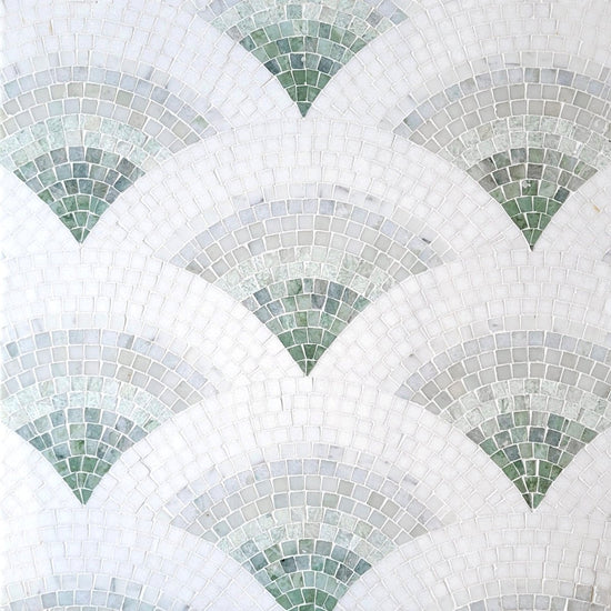 Fan Ombre Mint Stone Mosaic – Artsaics