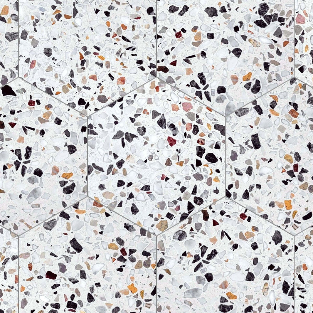 Graphite Honed Terrazzo 10 1/2'' Hexagon