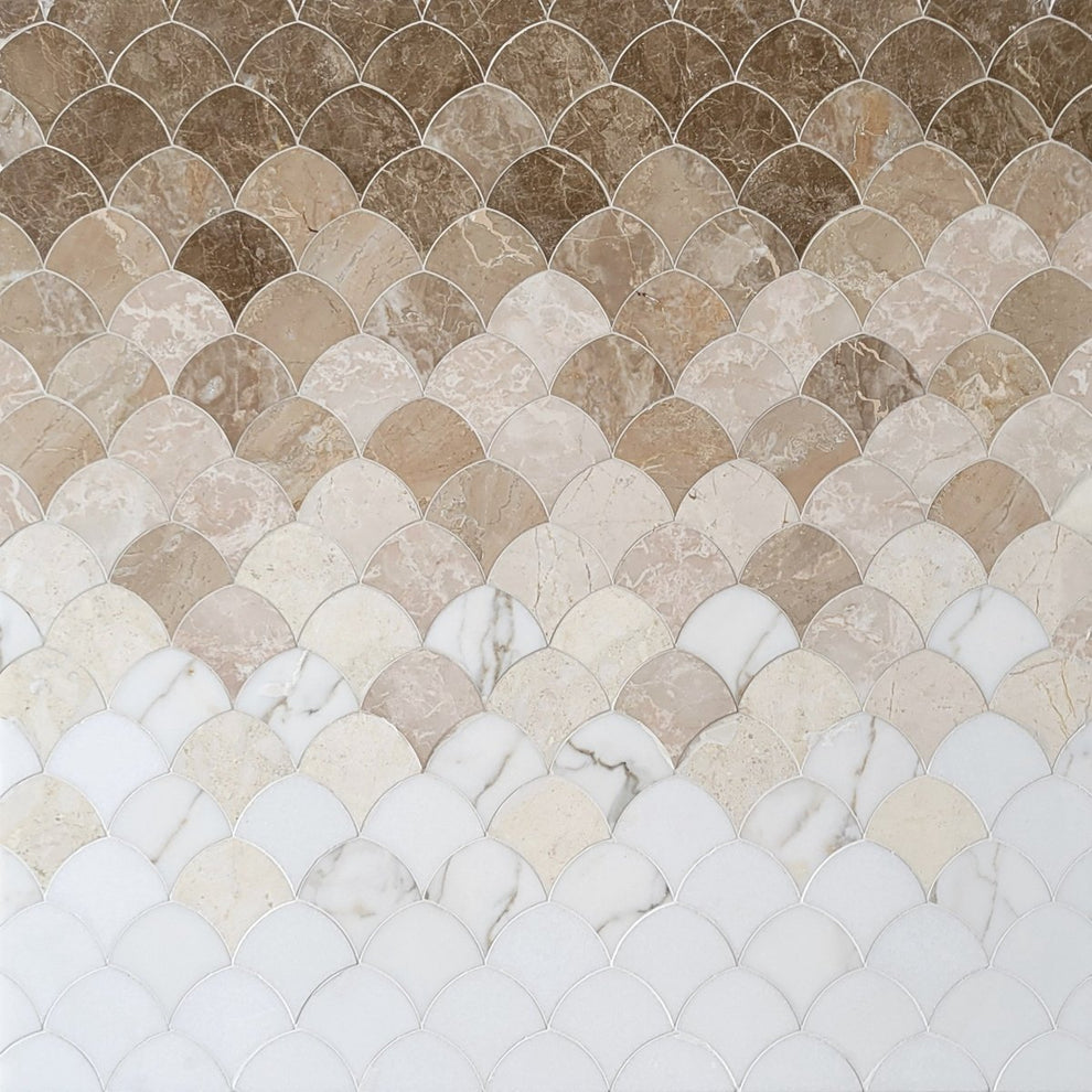 Ombre Scallop Desert Medium Stone Mosaic – Artsaics
