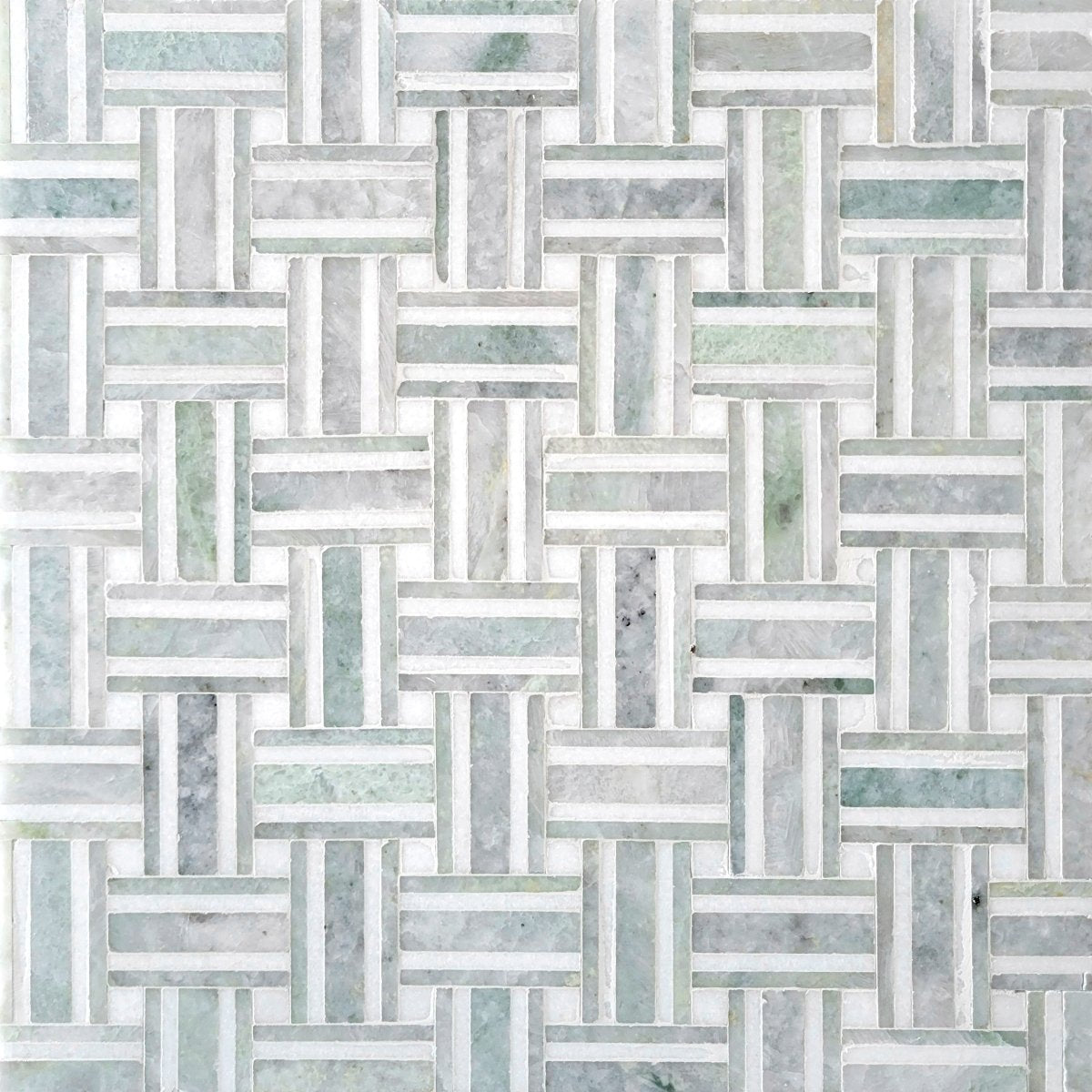 Ming Green Basketweave Tile Pearl White Basketweave With 3/8 Ming