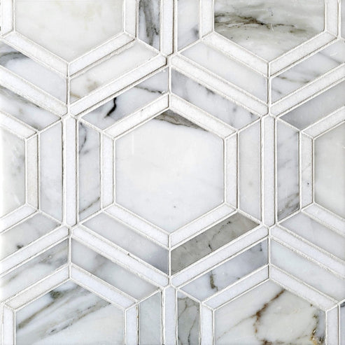 Quick Ship Hexagon Calacatta & Thassos Stone Waterjet Mosaic – Artsaics