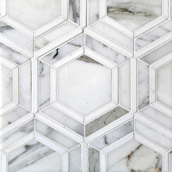 Quick Ship Hexagon Calacatta & Thassos Stone Waterjet Mosaic – Artsaics
