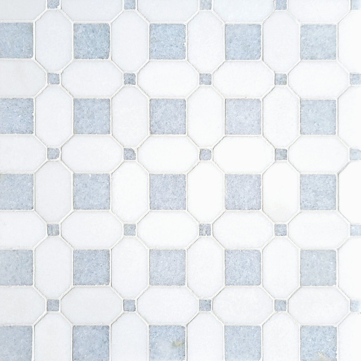 Quick Ship Square & Dot Thassos and Blue Celest Stone Mosaic – Artsaics