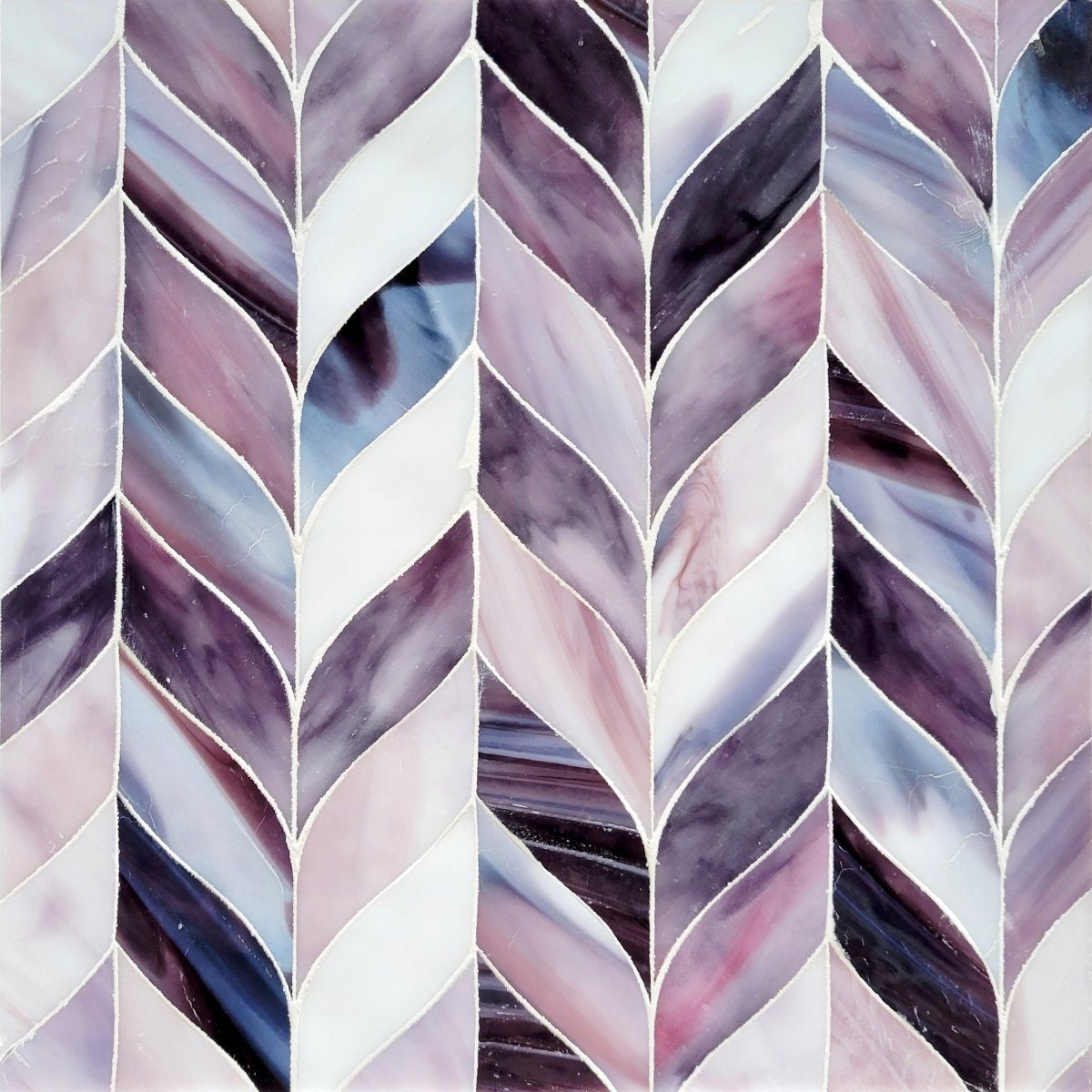 Obsidian Zebrino Leaf Lava Glass Waterjet Mosaic – Artsaics